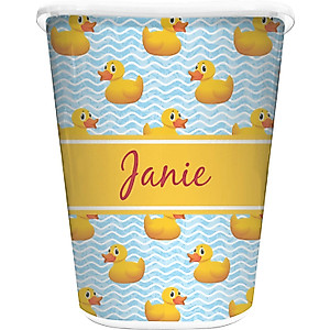 RNK Shops Personalized Rubber Duckie Waste Basket - Double Sided (White)