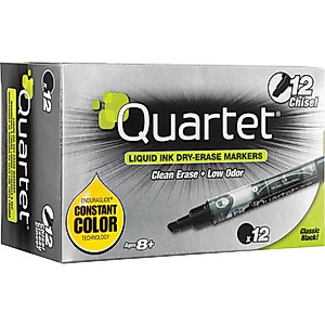 Quartet Dry Erase Markers, Whiteboard Markers, Chisel Tip, EnduraGlide, White Board Dry Erase Pens for Teachers, Home School & Office Supplies, Black, 12 Pack (5001-2M)