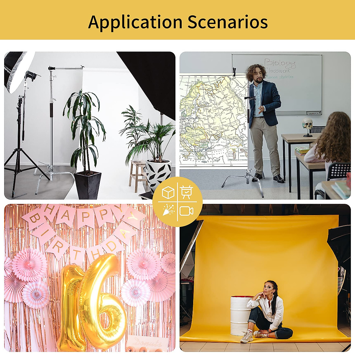 Meking 10x10FT / 3x3M Photo Backdrop Stand Kit, Heavy Duty Adjustable Photography Background Support System Stand with 2 Sandbags, 4 Clamps and Crossbar for Video Studio Photo Shoot