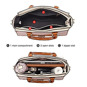 CLUCI Purse and Handbags for Women Vegan Faux Leather Designer Ladies Convertible Shoulder Bags Tote Top Handle Medium Satchel Beige with Brown