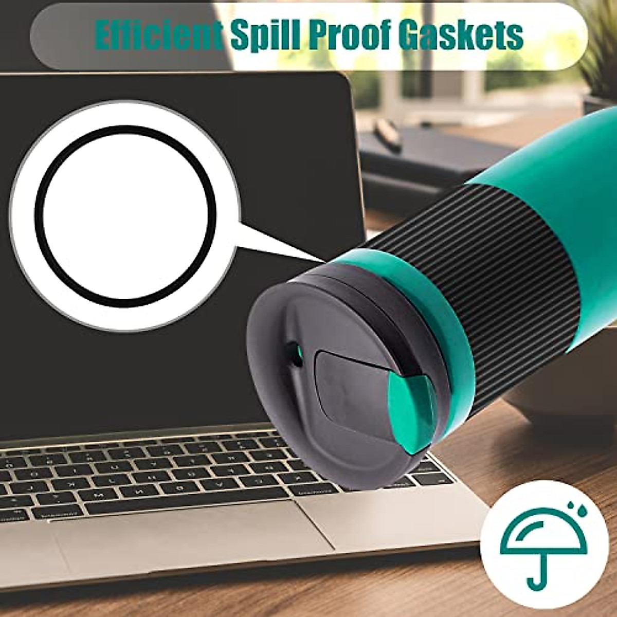 6pcs Replacement Rubber Lid Seals Compatible with 16 & 20 oz Contigo Snapseal Byron Travel Mug Ring, Leak-Proof Rubber Seals Lid Gaskets Replacement for Contigo Mugs (Black)