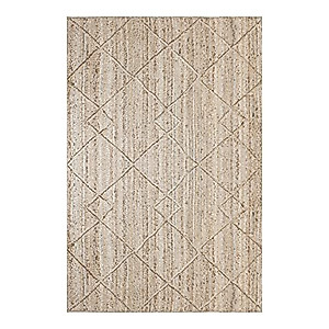 CASAVANI Hand Braided Rag Rug Geometric Beige 4x20 Ft Runner Shape Jute Rug Indoor/Outdoor Use Doormat Rugs for Dining Room,Bedroom,Loundry Room & Balcony 4x6 Feet