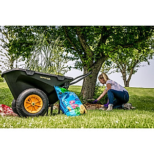 Polar Trailer 7 Cubic Foot Heavy Duty Utility Yard Garden Cart Wheelbarrow Cub Cart with Handle and Wide Track Rubber Wheels Hauling Outdoor, Black