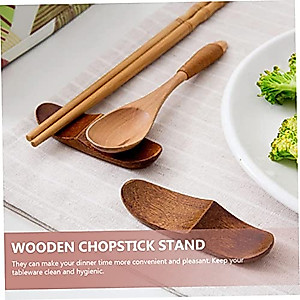 Cabilock 6pcs Solid Wood Chopsticks Spoon Holder Chopsticks Holder Sushi Stick Holder Cooking Spoon Stand Wood Chopsticks Stand Tableware Rest Wood Chopsticks Rack Wooden Cute Japan