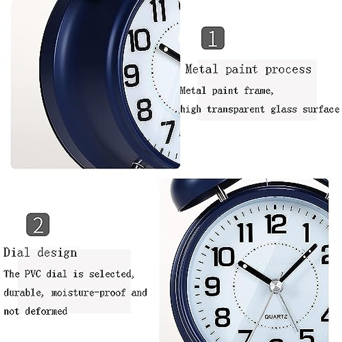 Digital Alarm Clock,Alarm Clock for Bedroom Alarm Clocks 3" Twin Bell Alarm Clock - Loud Alarm with Backlight - Great for Heavy Sleepers - Battery Operated Quartz Analog Clock Bedside Clock ( Color :