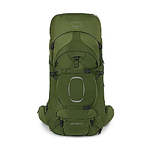 Osprey Aether 65L Men's Backpacking Backpack, Garlic Mustard Green, Extended Fit, Small/Medium