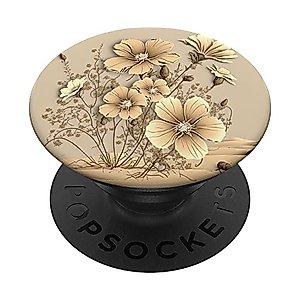 Sand Beige Wildflower Flower graphics for women PopSockets Swappable PopGrip