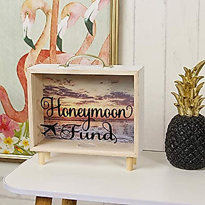 Sweet FanMuLin Shadow Box Frame, Wooden Money Box, Wedding Wood Bank (Honeymoon Fund)