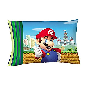 Franco Kids Bedding Super Soft Microfiber Reversible Pillowcase, 20 in x 30 in, Mario