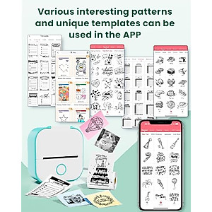 LabelCreate T02 Mini Sticker Thermal Printer, Portable Pocket Sticker Maker Machine, Mobile Phone Picture Printer Compatible with iOS & Android, for Pet Stickers, Kids Birthday, Children, Green