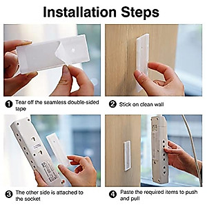 XIAOL Power Strip Holder, 5 Pack Self Adhesive Power Strip Mount, Surge Protector Mount Punch Free Cable Management System for WiFi Router Tissue Box