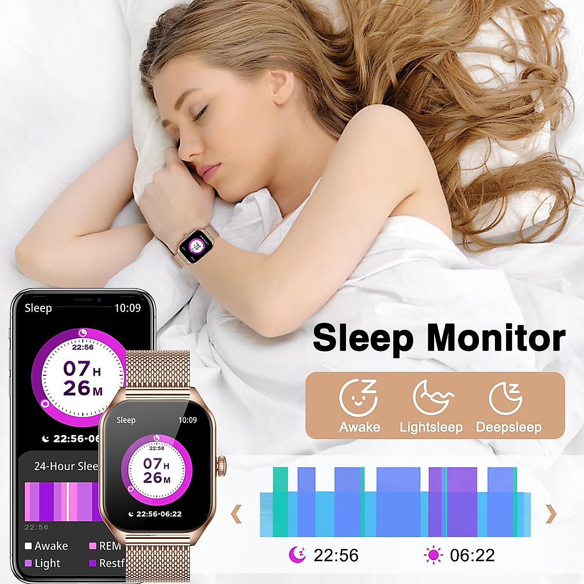 JYNZYUPO Smart Watch for Men Women,(Answer/Make Call) 1.84" Touch Screen Waterproof, 100+ Sport Modes, Fitness Activity Tracker, Heart Rate Sleep Monitor, Pedometer, Smart Watches for Android iOS