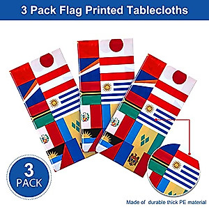 International Flag Table Cover World Country Flags Tablecloth Plastic Patriotic Table Cloth for Soccer Sports Beer Festival Events Celebration Decorations Party Supplies 108 x 54 Inches(3)