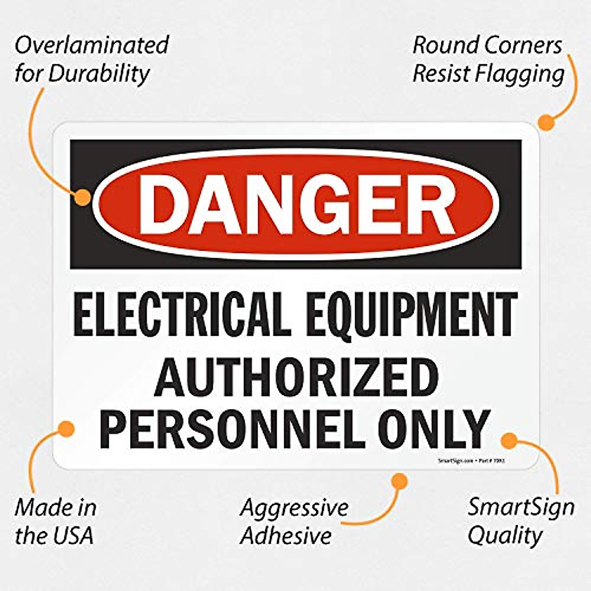 SmartSign - U9-1488-ND_10x14 "Danger - Electrical Equipment, Authorized Personnel Only" Label | 10" x 14" Laminated Vinyl Black/Red on White