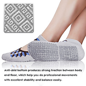 unenow Non Slip Grip Yoga Socks for Women with Cushion for Pilates, Barre, Home