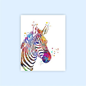 Dignovel Studios Unframed (Set of 4) 8X10 Baby Animals Watercolor Art Print Set Nursery Decor Zebra Owl Elephant Giraffe dnc8