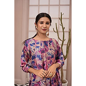IshDeena Indian Kurti Tops for Women: Boho and Peasant Blouses, Loose Fit Tunic Tops, Silky Soft for Office or Travel (Medium/Pink)