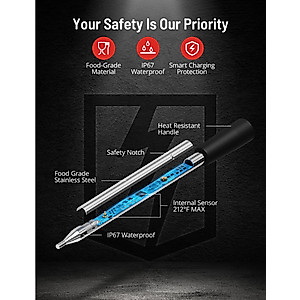 Paris Rhône 263ft Smart Meat Thermometer, Wireless Meat Thermometer, Food Thermometer with Smart Alert, IP67 Waterproof, Dishwasher Safe for The Grill, Kitchen, Garden, Rotisserie (Bamboo/2 Probes)