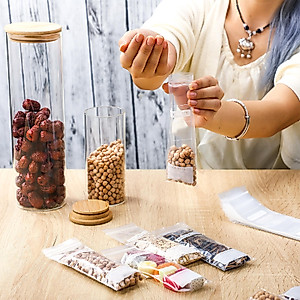 Fuyoooo 200 Count 2.4 x 5.9 Inch Portion Control Storage Bags Plastic Clear Reclosable Zip Poly Bags with Lock Seal Zipper 1 Full Cup Measurement Lines Easy Macros for Nuts Sweets Supplements