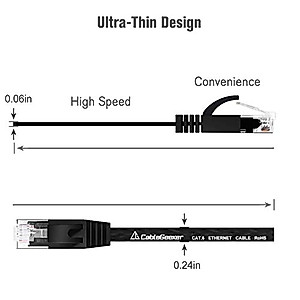 Cat 6 Ethernet Cable 100 ft, Indoor&Outdoor, High Speed Flat Internet Network Cable - Cat6 Ethernet Patch Cable Long - Black Computer LAN Cable + Free Cable Clips and Straps