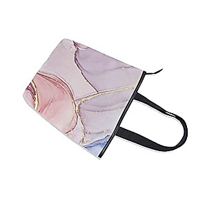 Pink Gold Marble Pattern Print Tote Handbag for Women Tote Bag, Canvas + leather Shoulder Bag, Hobo bag, Satchel Purse(226ut8a)