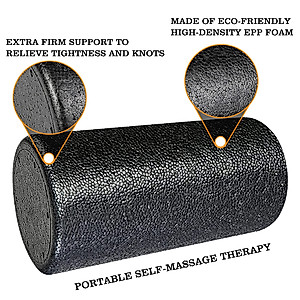 Foam Roller, High Density Round Foam Roller for Back, Leg and Hand Exercises, Massage deep Tissue and Muscles, Suitable for Pain Relief, Back, Legs and Muscle Recovery (12 inches)