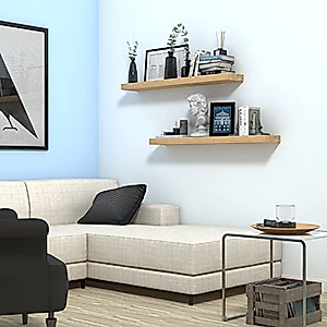 FALANZATH Floating Shelves Wall Mounted Set of 3, Wood Wall Shelves for Bedroom, Bathroom, Kitchen, Office,Living Room Storage & Decoration (Natural Wood)