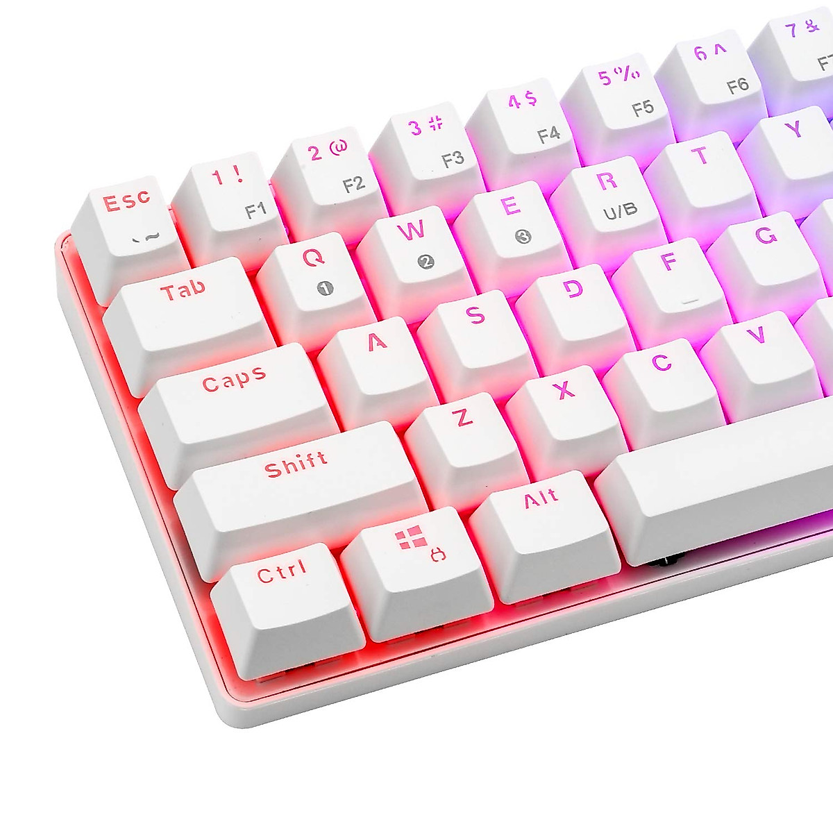 Wireless Mechanical Gaming Keyboard, RGB Backlit, Bluetooth 5.0, Brown Switches, CQ63 60% Compact 63 Keys Wired Keyboard for PC Tablet Laptop Cell Phone, White