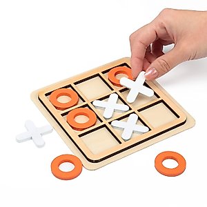 KESLOT Wooden Board Tic Tac Toe Game XO Table Toy Classical Family Children Puzzle Game Educational Toys, Random Color