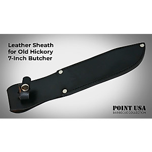 Generic 7 inch Knife Sheath - Made to Fit 7-Inch Old Hickory Butcher Knives OKC Leather with Belt Loop in Color Black (7 Inch)