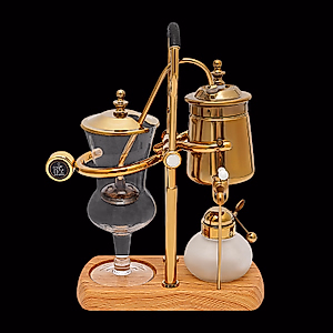 GXFCHYL Belgian Belgium Luxury Royal Family Balance Syphon Siphon Coffee Maker Retro Coffee and Tea Maker Gold Syphon Coffee Brewer 400ML (Gold)