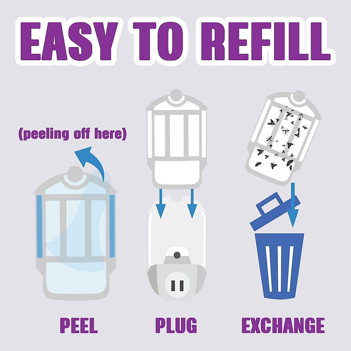 BRLR 8 Pack Refill Cartridge Kit Replacement, Compatible with ZEVO Plug-in Light M364 and Max (8 Pack)