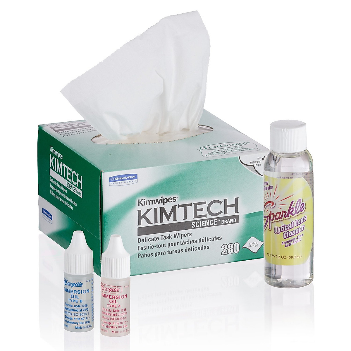 AmScope - Microscope Operation & Maintenance Kit - Immersion Oil, Wipers, and Optical Lens Cleaner - MLAB-CLS-Kim