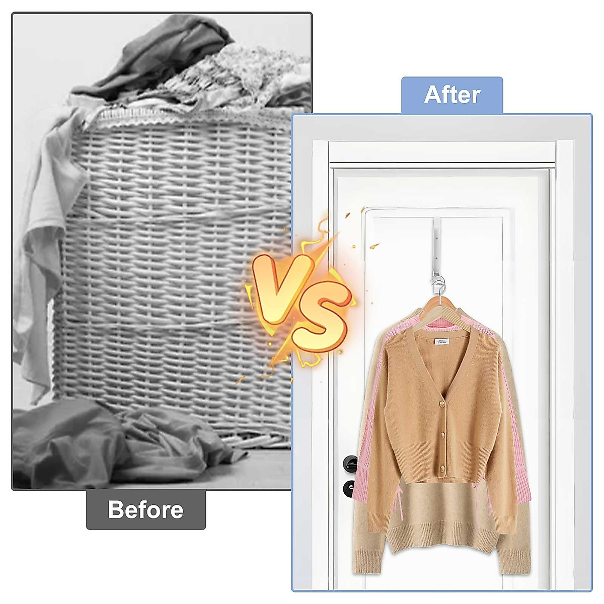 Over The Door Clothes Hanger Drying Rack,2 Pack Laundry Drying Rack Wall Mount,Portable Folding Hanging Coat Hook for Clothes/Towel/Hat for Laundry Room/Bathroom/Bedroom/Washroom/Travelling,White