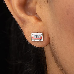 Marvel Comics Guardians of Galaxy Women's Stainless Steel Awesome Mix Vol. 2 Tape Stud Earrings, Silver, One Size (GOTGTAPENER01)