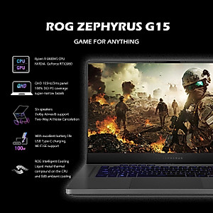 ASUS ROG Zephyrus 15.6 Gaming Laptop, 15.6" WQHD(2560 x 1440) 165Hz Display, NVIDIA GeForce RTX 3060, AMD Ryzen 9 6900HS, 16GB DDR5, 1TB SSD, Backlit Keyboard, Windows 11, Eclipse Gray