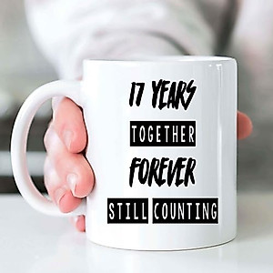 17 Years Together Forever Gifts - Gift for Couples on Grey Multicolor Unisex Sweat and 11 Oz White Ceramic Coffee Mug