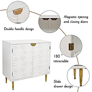 BHG Tree Rings Modern Wood Sideboard Buffet Cabinet, Kitchen Storage Cabinet with Doors, Liquor Cabinet, Dining Room, Hallway, Cupboard Console Table, Accent Cabinet