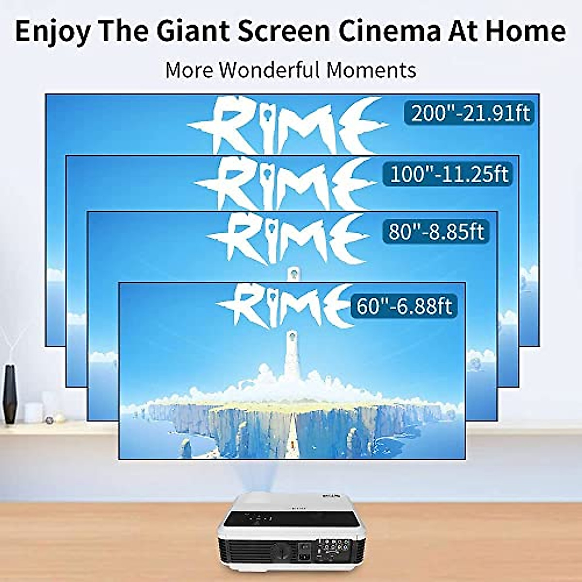 EUG LCD LED Multimedia HD Video Projector 1080P Digital Movie Gaming Projector HDMI USB AV VGA Audio for Laptop PC Smartphone DVD PS4 Xbox Wii Home Theater Outdoor Party