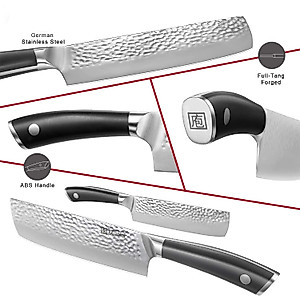 PAUDIN Nakiri Knife, High Carbon Stainless Steel Cleaver Knife 7 Inch Forged Blade, Super Sharp Edge Meat Cleaver with Ergonomic Black Full Tang ABS Handle, Vegetable Knife for Home and Kitchen