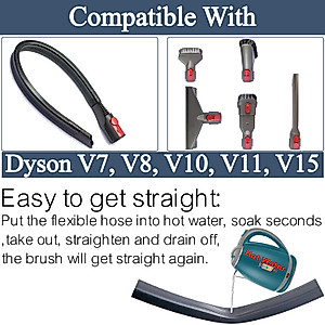 Replacement Vacuum Attachments for Dyson V7 V8 V10 V11 V15 Perfect for Dryer Vent, Car Detailing and Corners Cleaning - Household Cleaning Kit (Attachment and Flexible Crevice Tool)