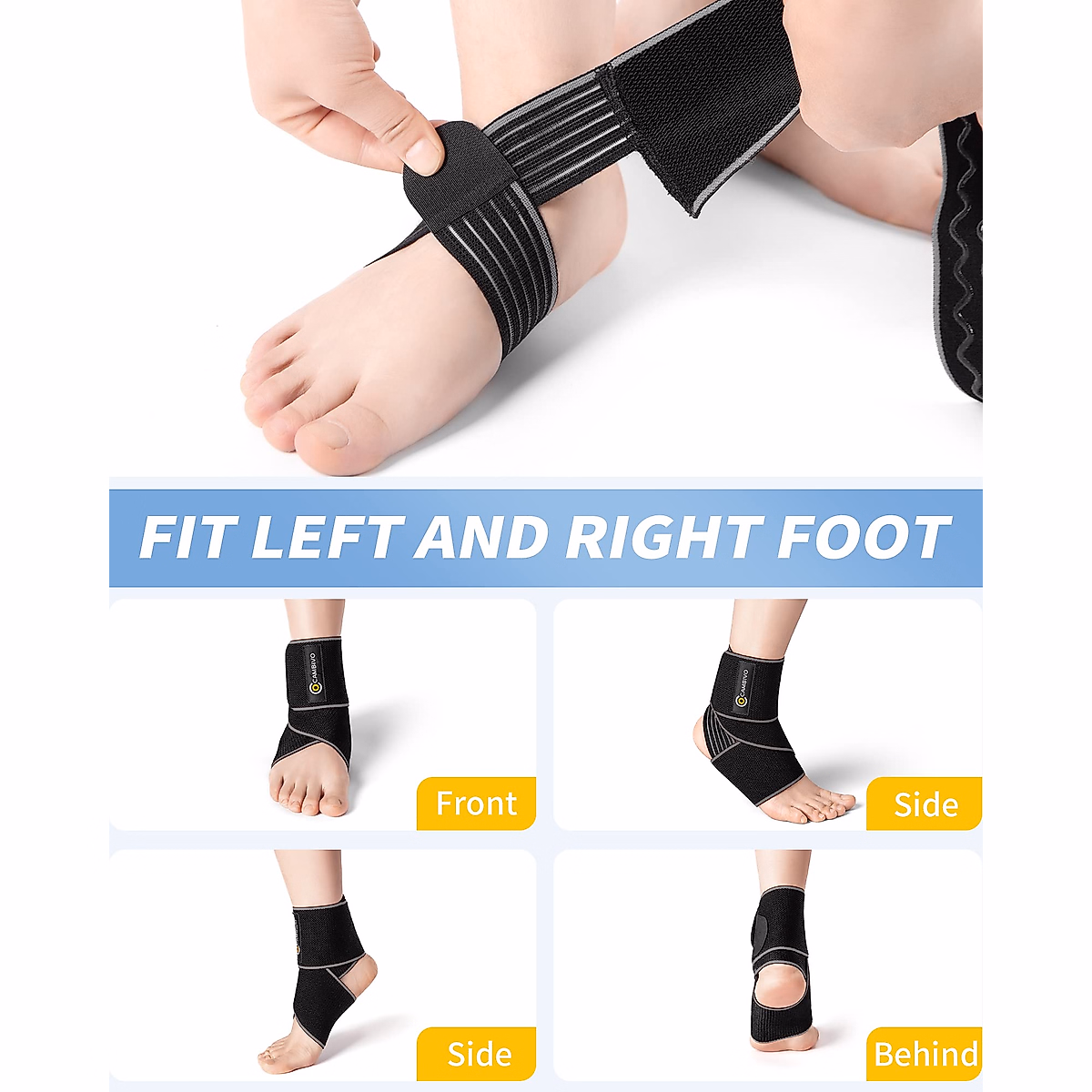 CAMBIVO Ankle Brace for Men and Women, 2 Pack Ankle Support for Plantar Fasciitis Relief, Ankle Wrap with Adjustable Straps for Sprained Ankle, Foot Heel Pain, Achilles Tendon, Swelling, Gray