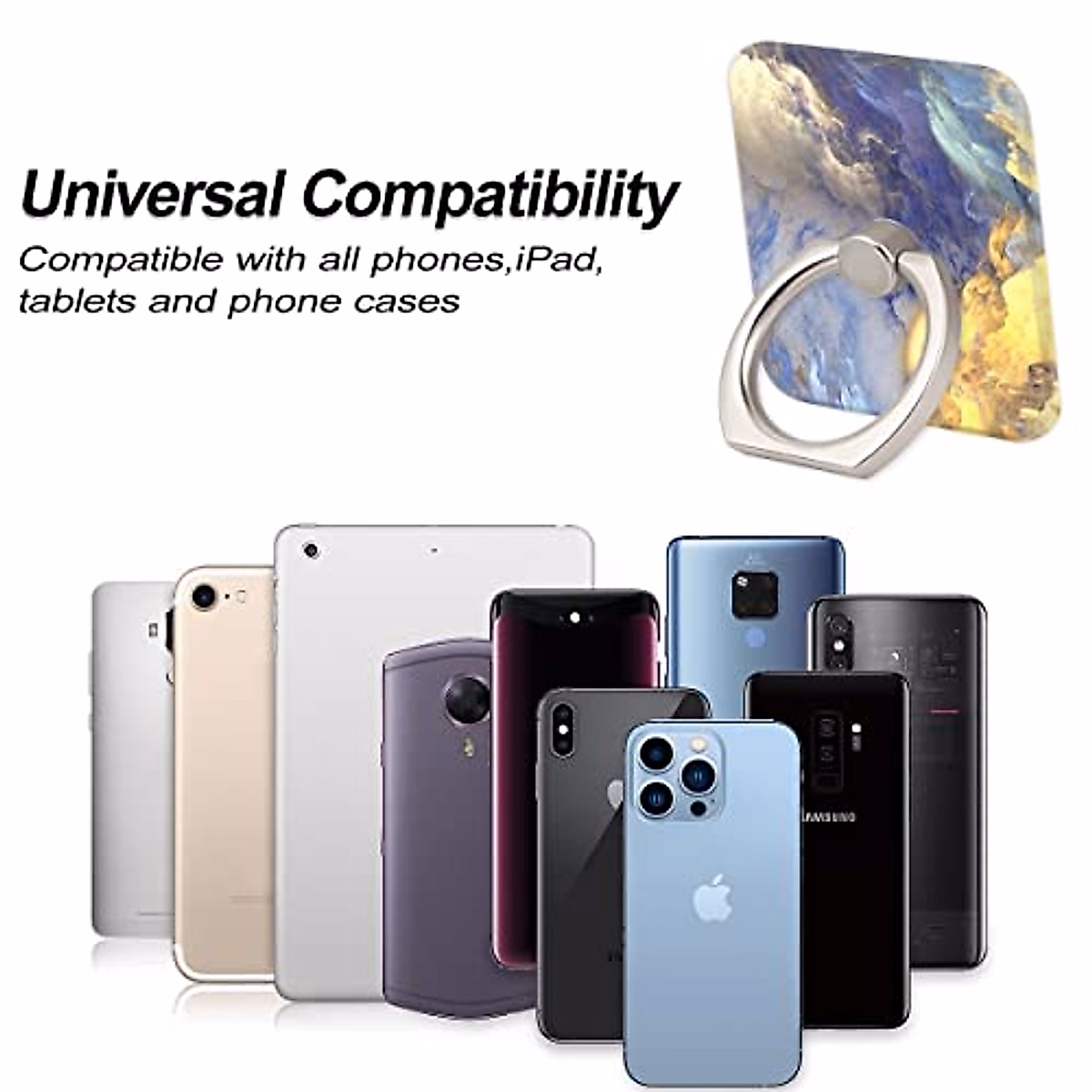 DaBuBu Multi-Function Mounts and Holder Three Pack Colorful Marble Metal Phone Ring Stand for Cellphones&Tablets