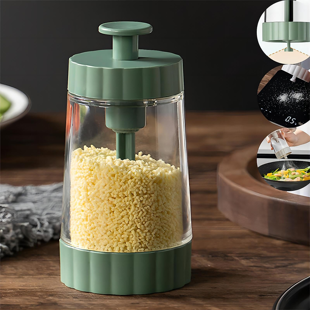 KINTEGOOD Upgrade Salt and Pepper Shakers, Salt Shaker Spice Shaker Seasoning Shaker, Salt Container Salt Dispenser Salt Shakers for Kitchen, Salt and Pepper Shakers Set (1*Green)