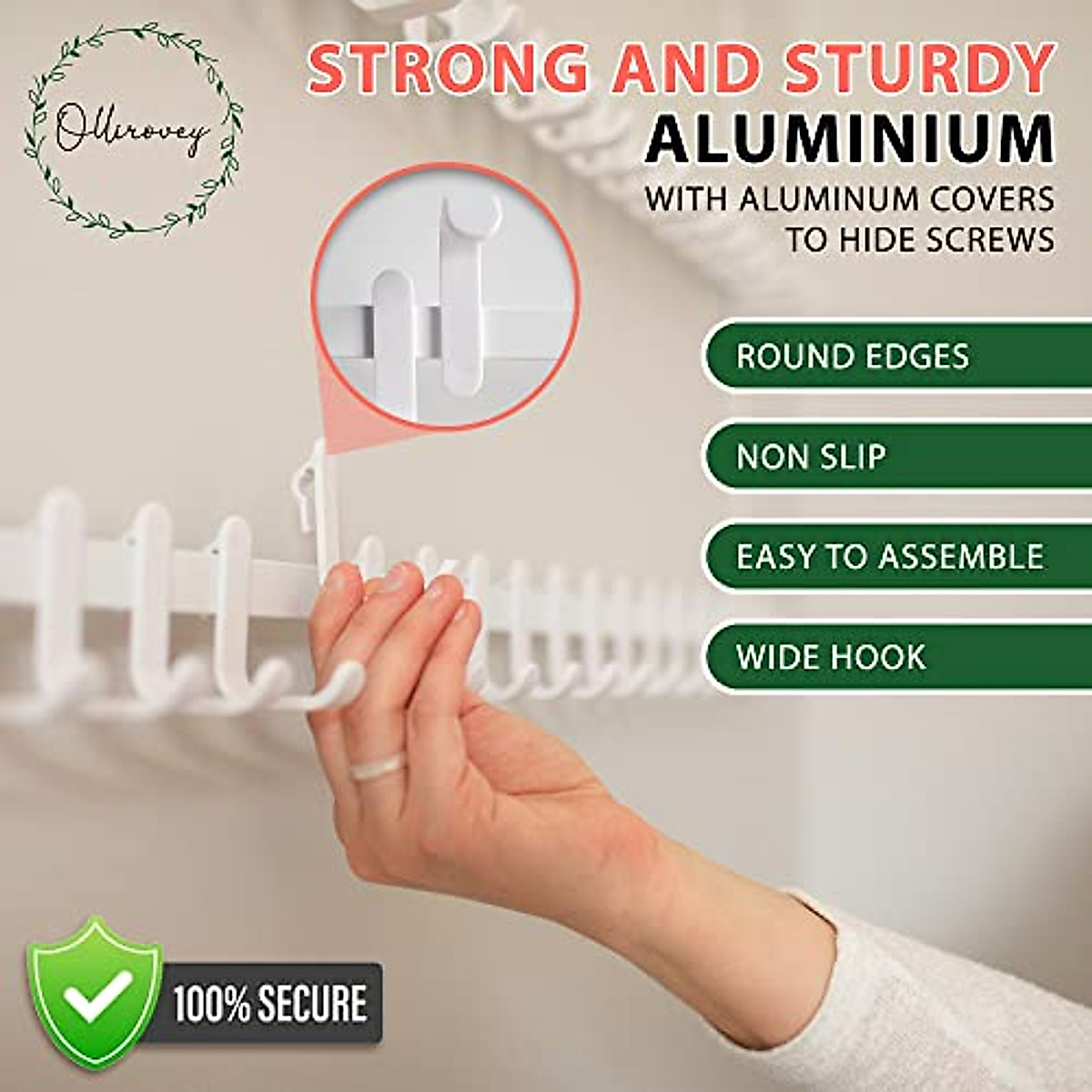 Ollirovey Metal 60 Hook 3ft Wide Headband Display and Headband Organizer for Girls Hair Bows Holds up to 240+ Hair Accessories 4 per Hook - Hooks Adjustable - Wall Mounted