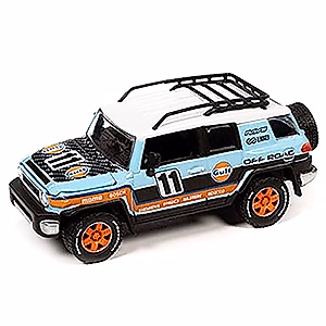 2007 FJ Cruiser #11 Light Blue Gulf Oil with Roofrack Limited Edition to 6000 Pieces Worldwide 1/64 Diecast Model Car by Johnny Lightning JLCP7415
