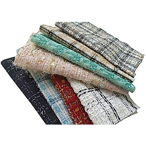 longshine-us 8pcs 8 inchx 7 inch Premium Tweed Fabric Craft Bundle Squares Patchwork Lint DIY Sewing Scrapbooking Quilting Artcraft