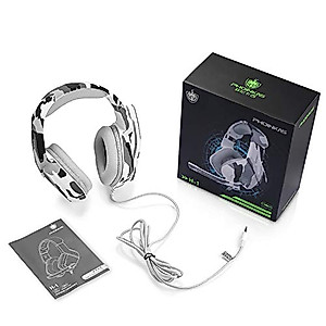PHOINIKAS Gaming Headset for PS4, Xbox One, PC, Laptop, Mac, Nintendo Switch, 3.5MM PS4 Headset with Mic, Over Ear Headset, Noise-Cancelling Headset, Bass Surround, LED Light, Comfort Earmuff - Camo