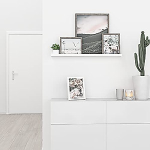 Ballucci Floating Wall Shelf, 35" Wall Mounted Long Picture Ledge Wood Shelf for Nursery, Living Room, Bedroom, Kitchen - White