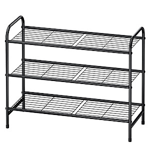 Kitsure Shoe Rack - Stainless Steel Shoe Organizer, Sturdy Shoe Rack for Closet and Front Door Entrance, Free Standing Shoe Shelf, Closet Organizers and Storage, Black